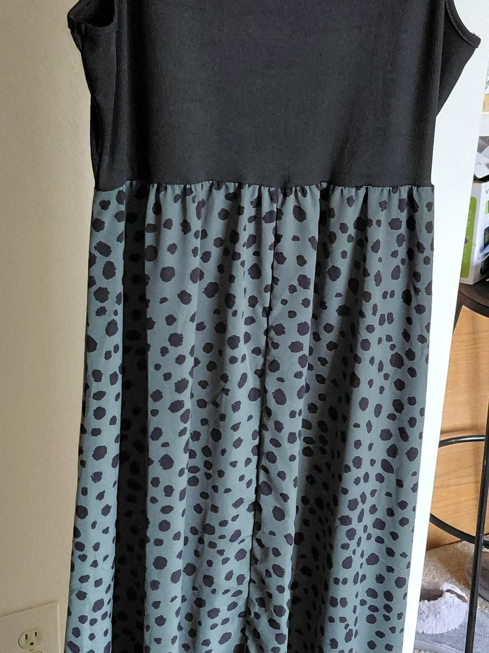 Salanta | Dresses | Solstice Black Tank Bodice Slateblue Polka Dot Maxi ...